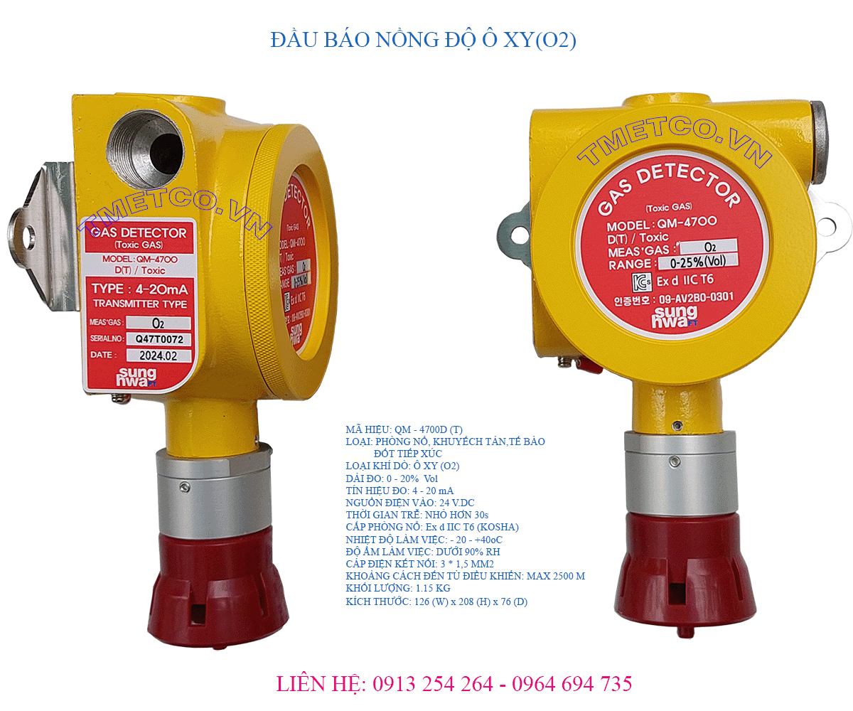 Đầu báo nồng độ khí Oxy O2 QM-4700D - T - Công ty TNHH công nghệ cơ ...